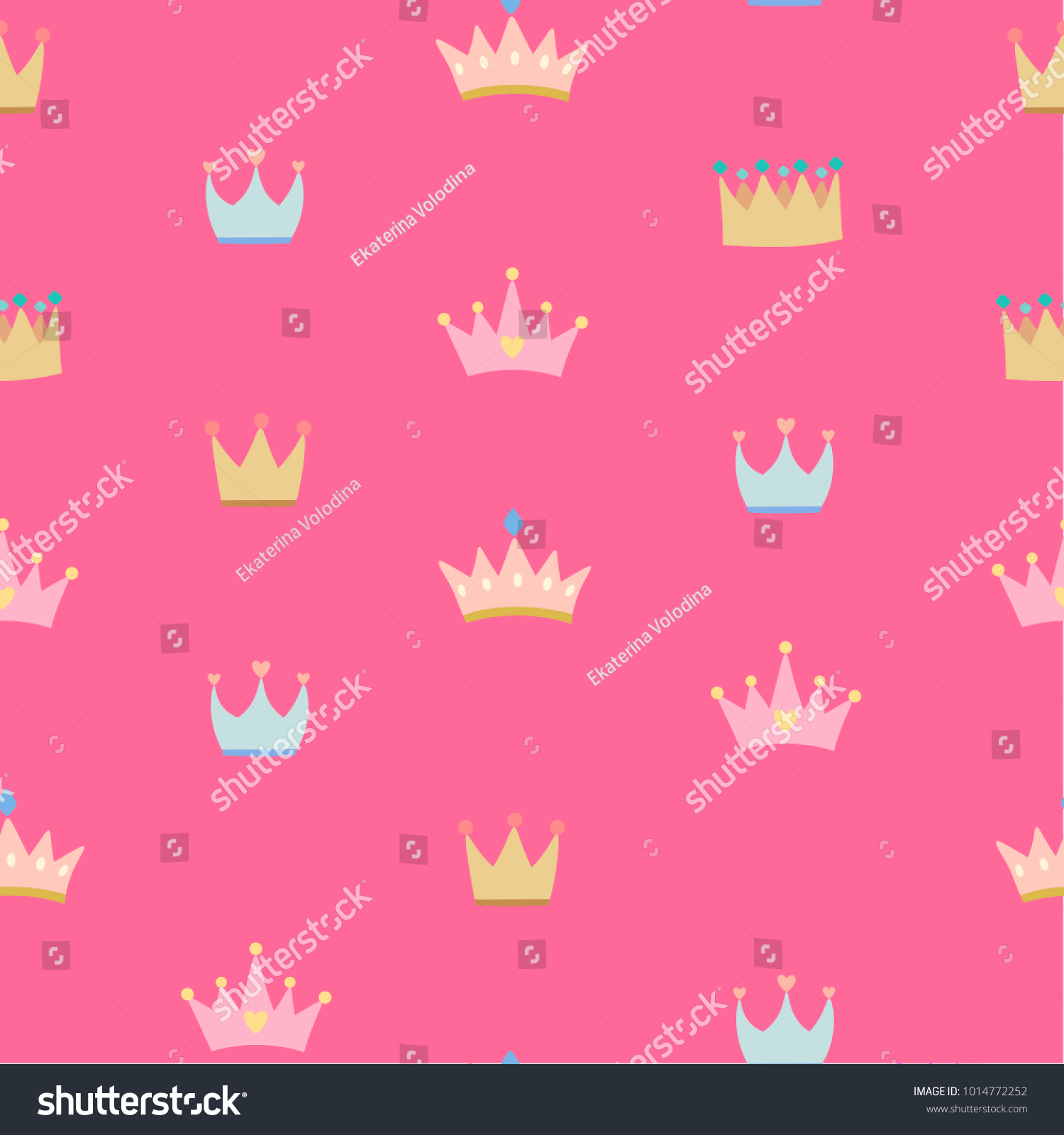Crowns On Bright Pink Background Seamless Stock Vector (Royalty Free ...