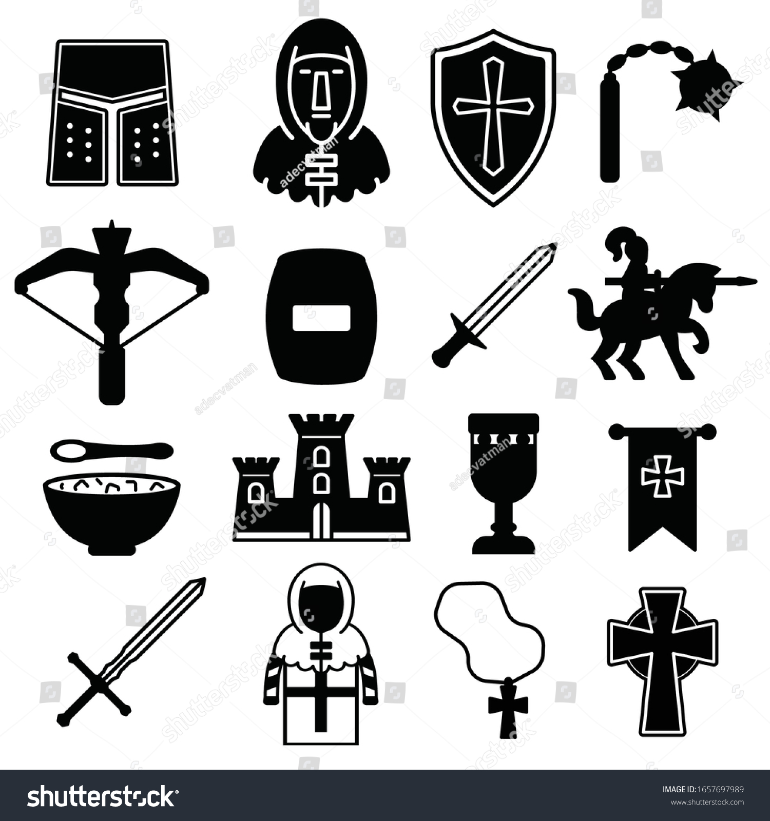 Crusader Knight Set Simple Icon Stock Vector (Royalty Free) 1657697989 ...