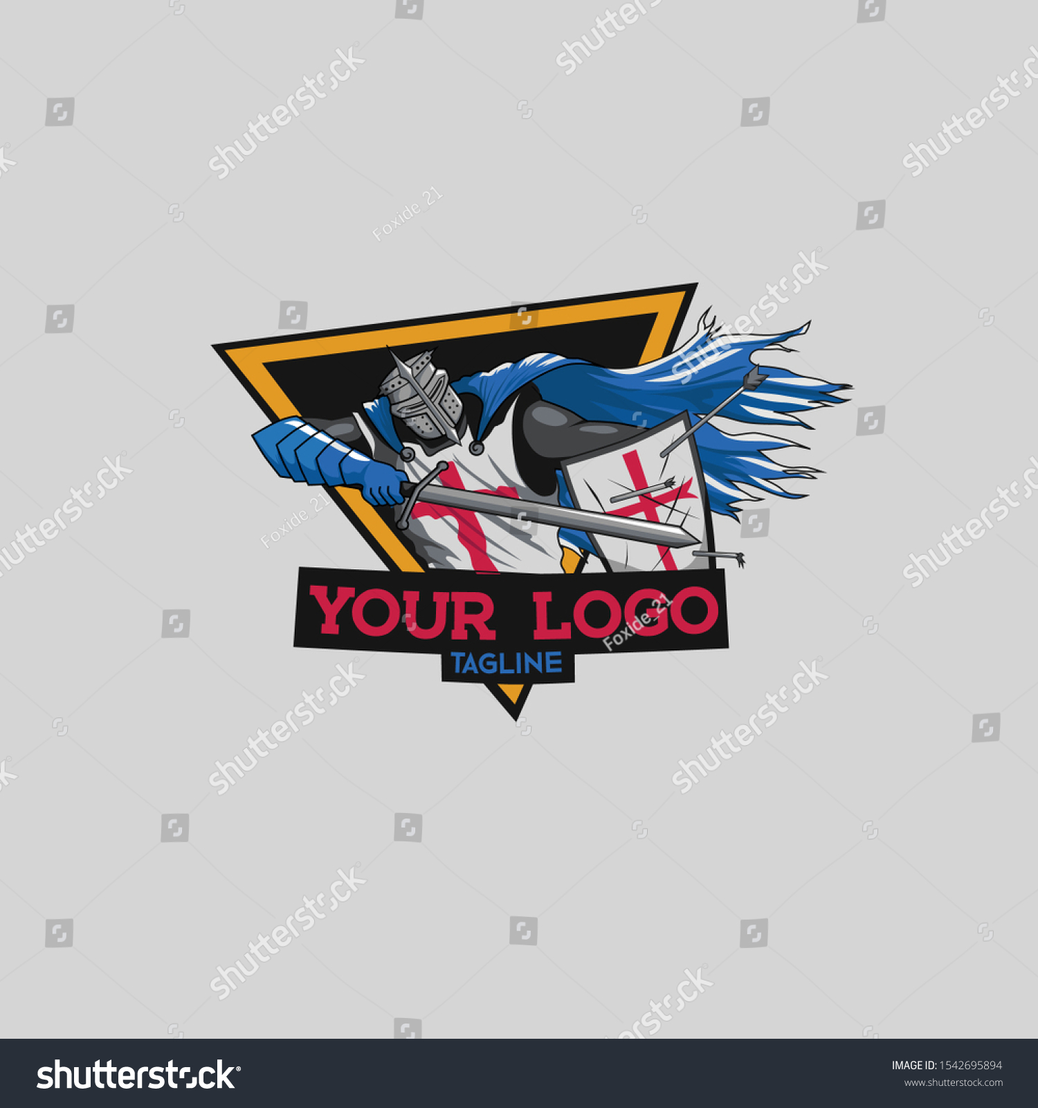 Crusader Warrior Logo Design Concept Stock Vector (Royalty Free) 1542695894