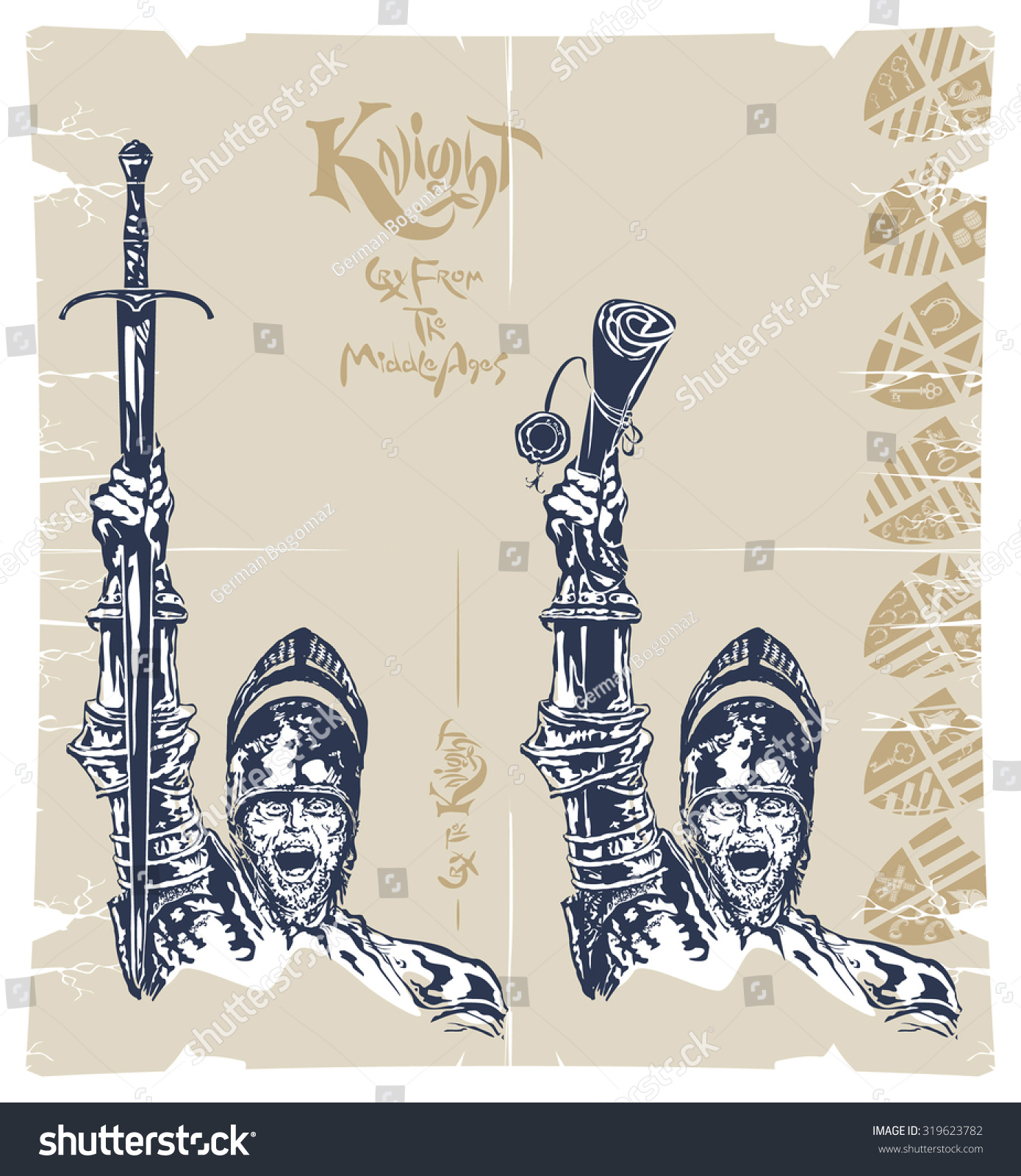 Cry Medieval Knight Front Vector Stock Vector (Royalty Free) 319623782 ...