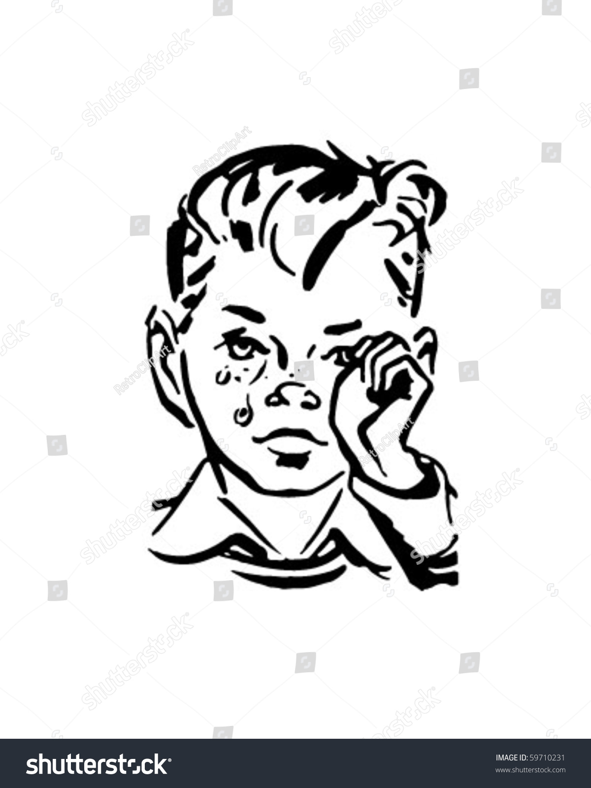 Crying Boy Retro Clip Art Stock Vector 59710231 - Shutterstock
