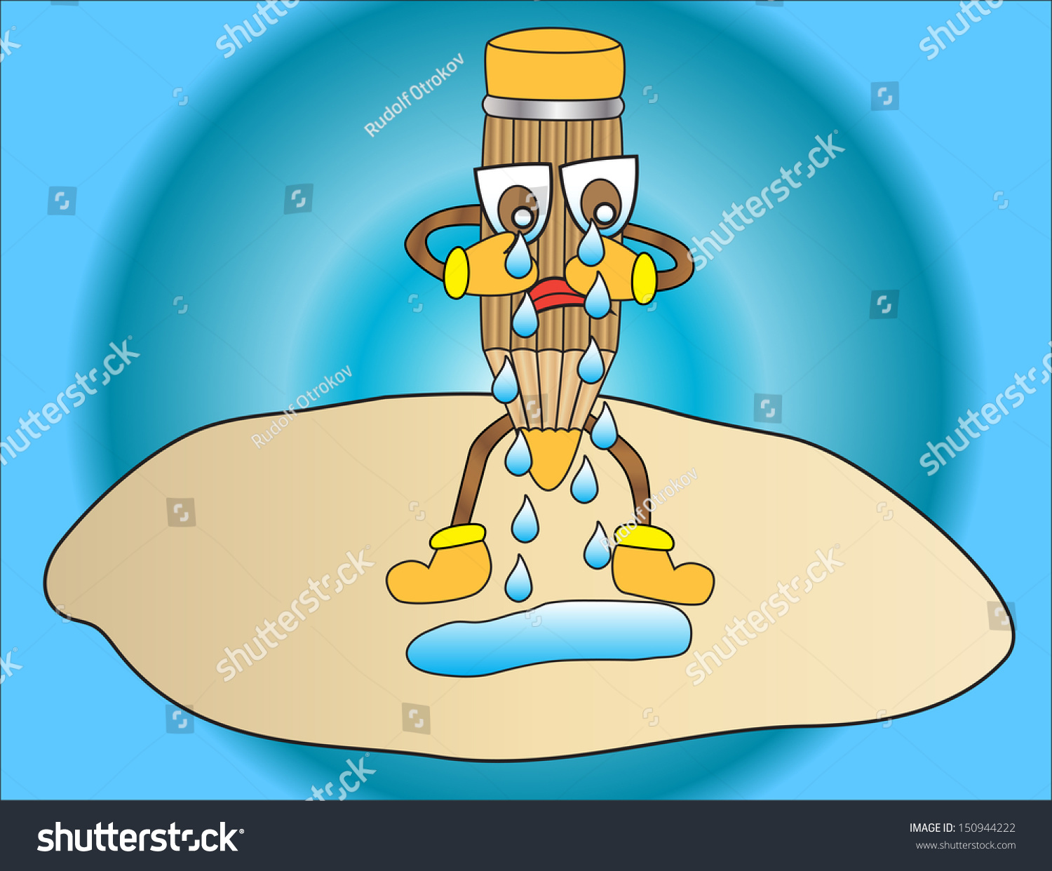 Crying Cartoon Character Pencil Stock Vector (Royalty Free) 150944222 ...