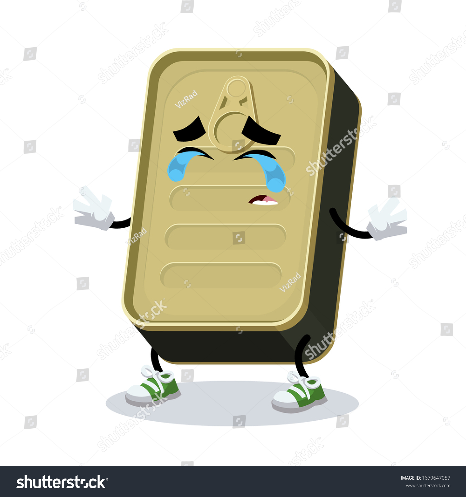 Crying Cartoon Rectangular Tin Can Mascot Stock Vector (Royalty Free ...