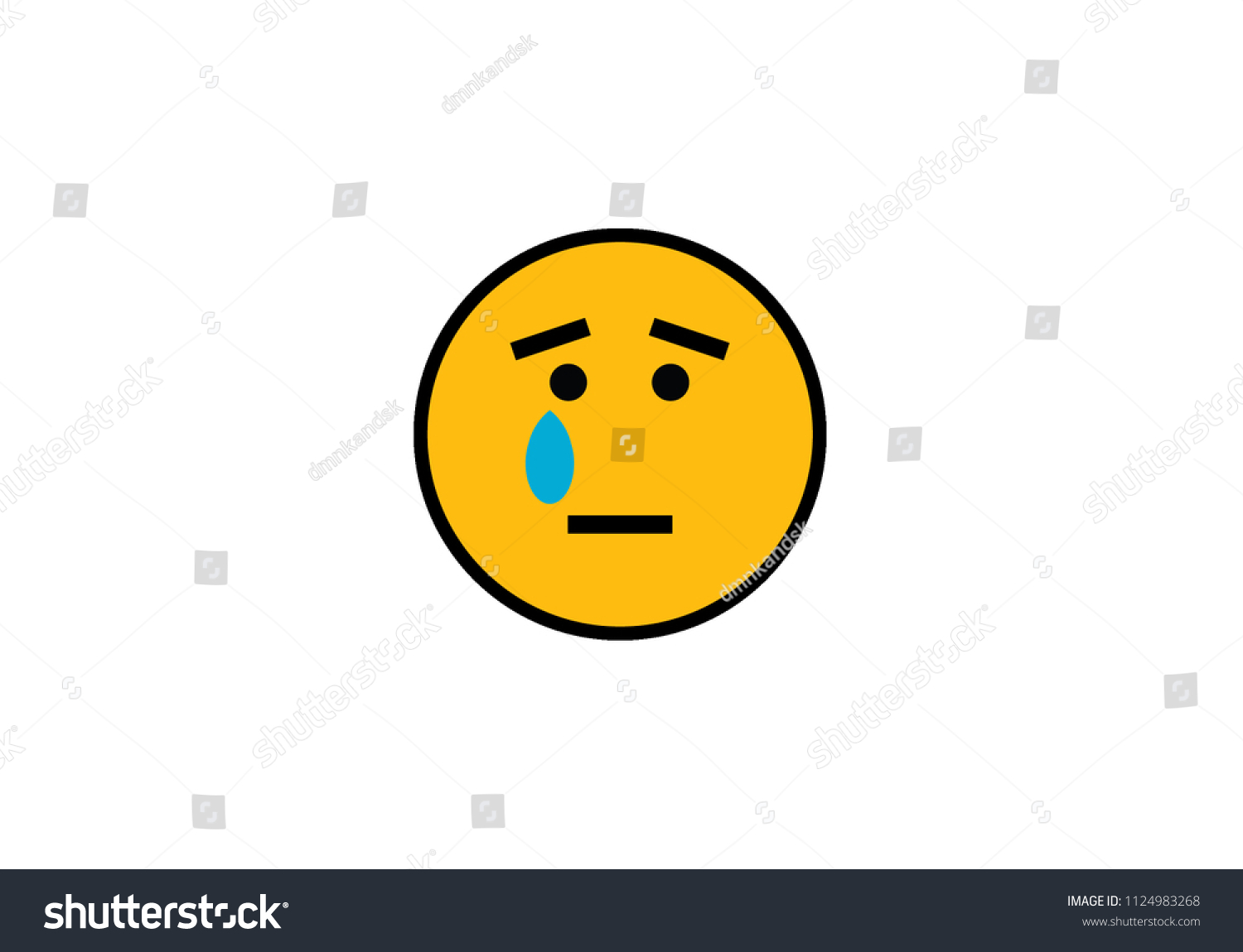 Crying Emoticon Yellow Emotion Vector Expression: เวกเตอร์สต็อก (ปลอด ...