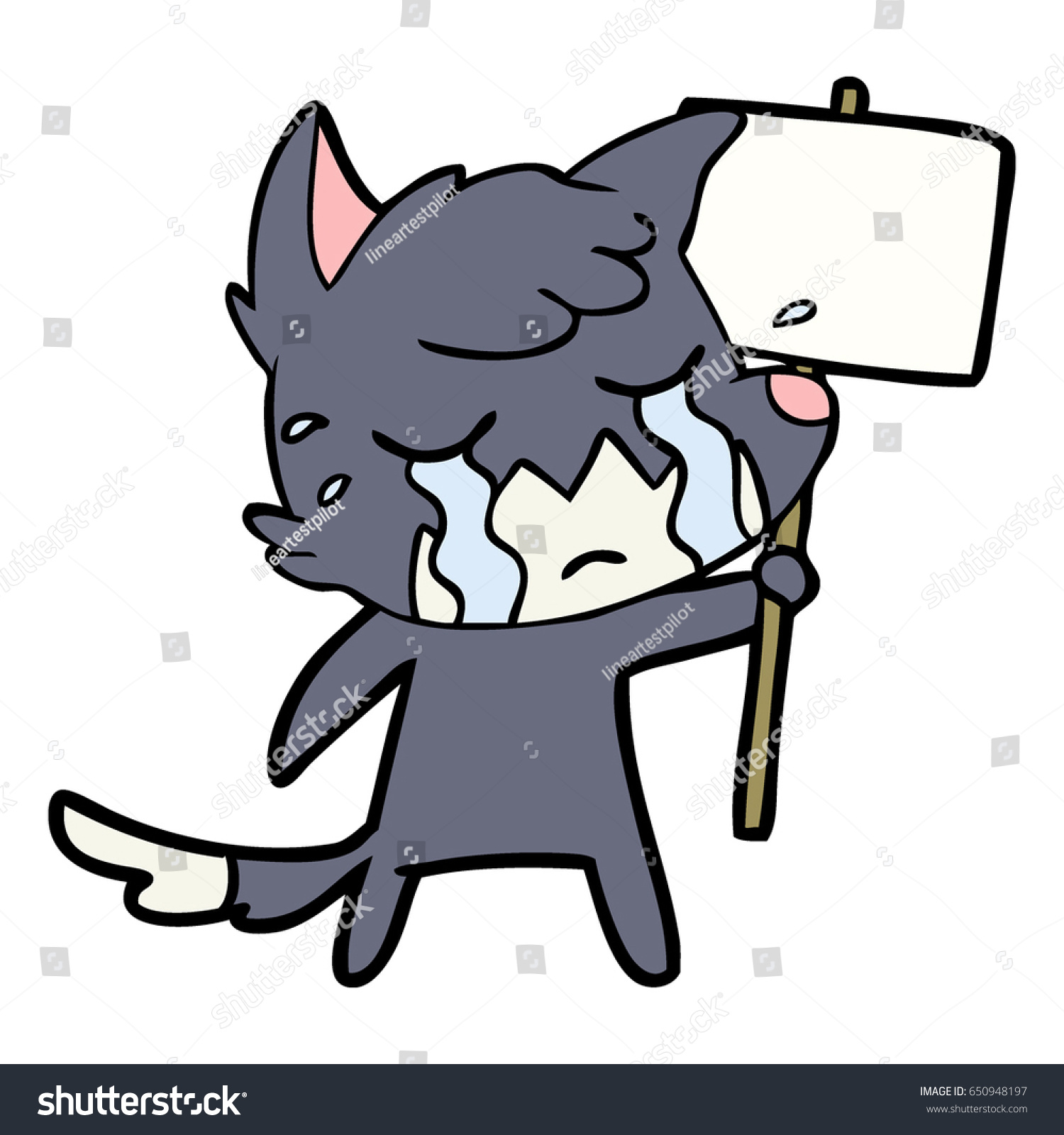 Crying Fox Cartoon Placard Stock Vector (Royalty Free) 650948197 ...