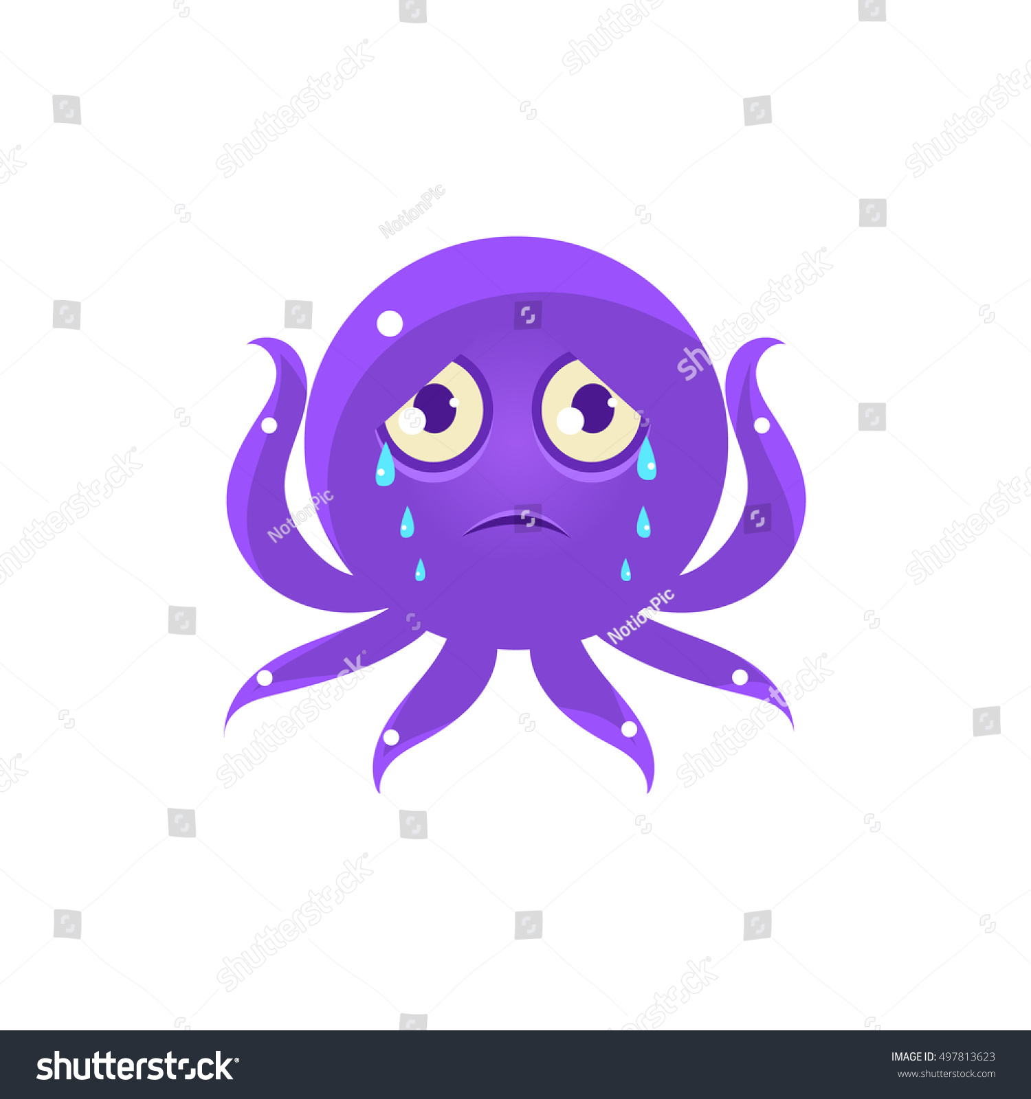 Crying Funny Octopus Emoji Stock Vector (Royalty Free) 497813623