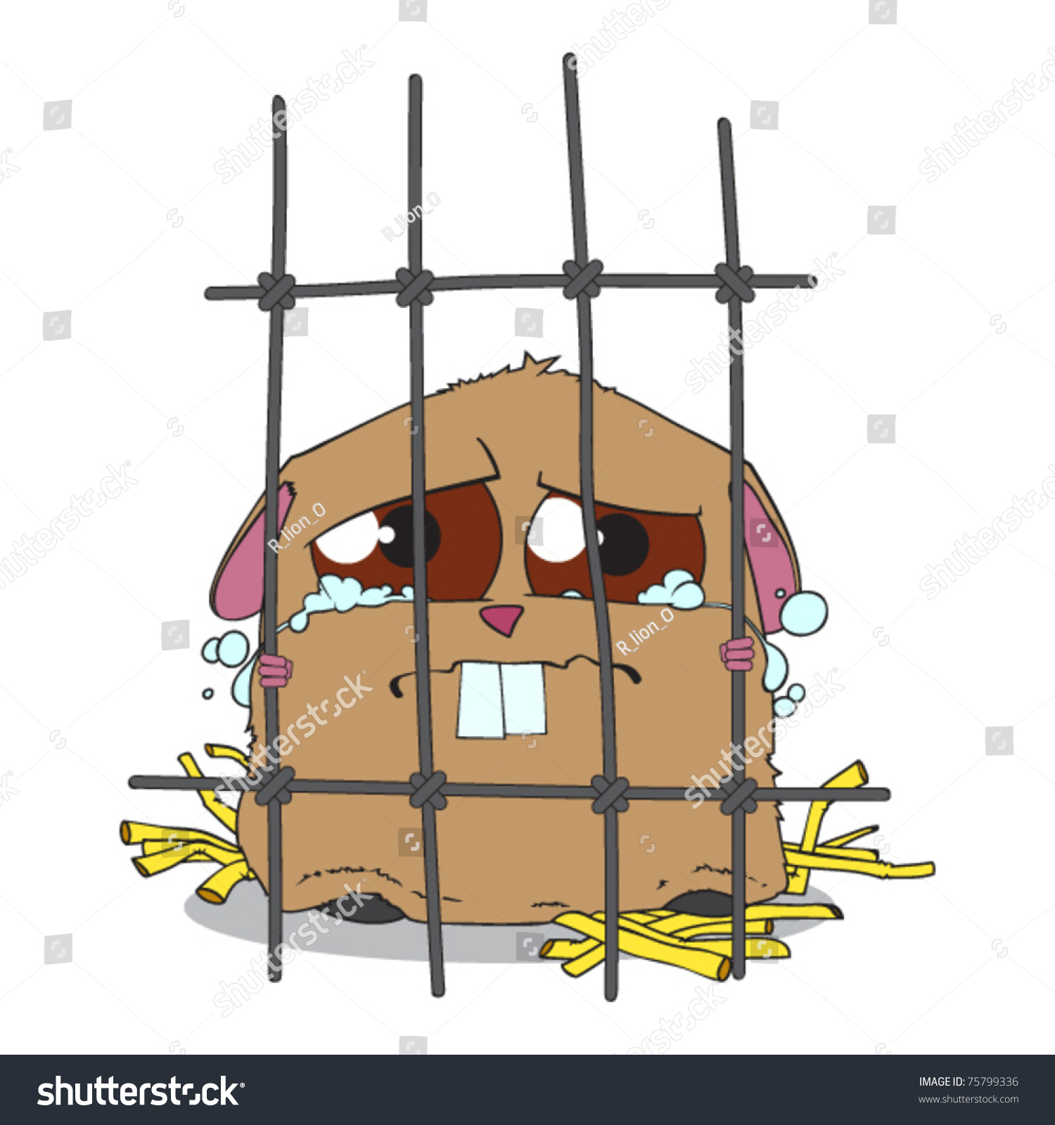 Crying Hamster Cage Vector Illustration Stock Vector (Royalty Free ...