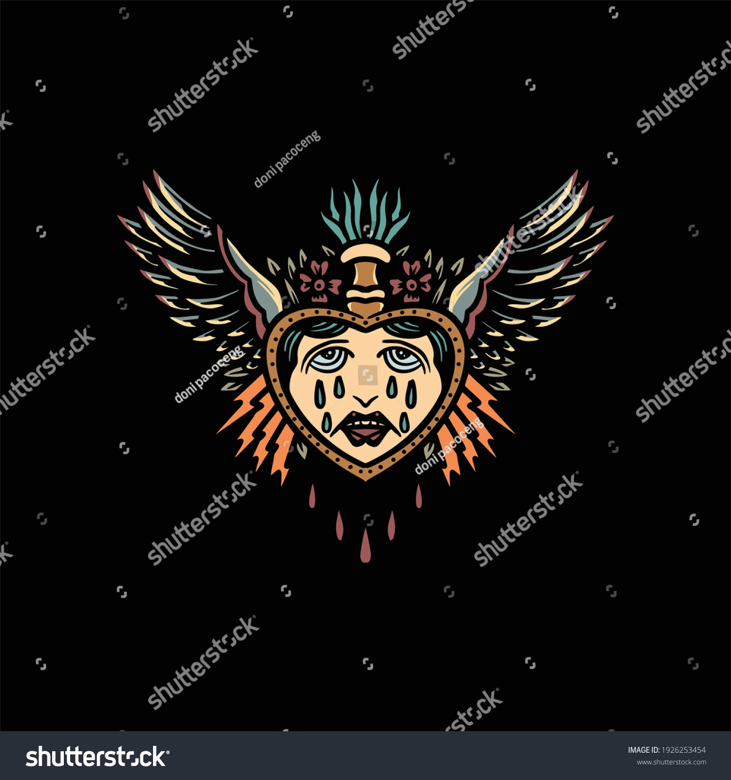 Crying Heart Tattoo Vector Design Stock Vector (Royalty Free ...