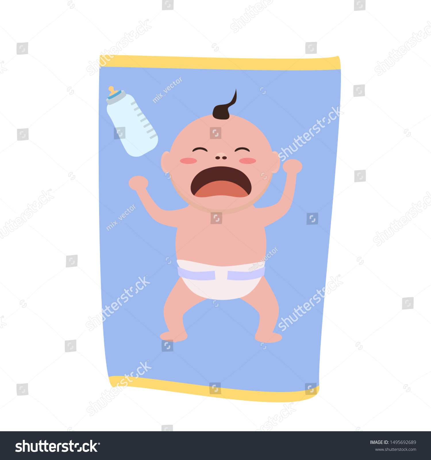 Crying Hungry Baby Vector Illustration Stock Vector (Royalty Free ...
