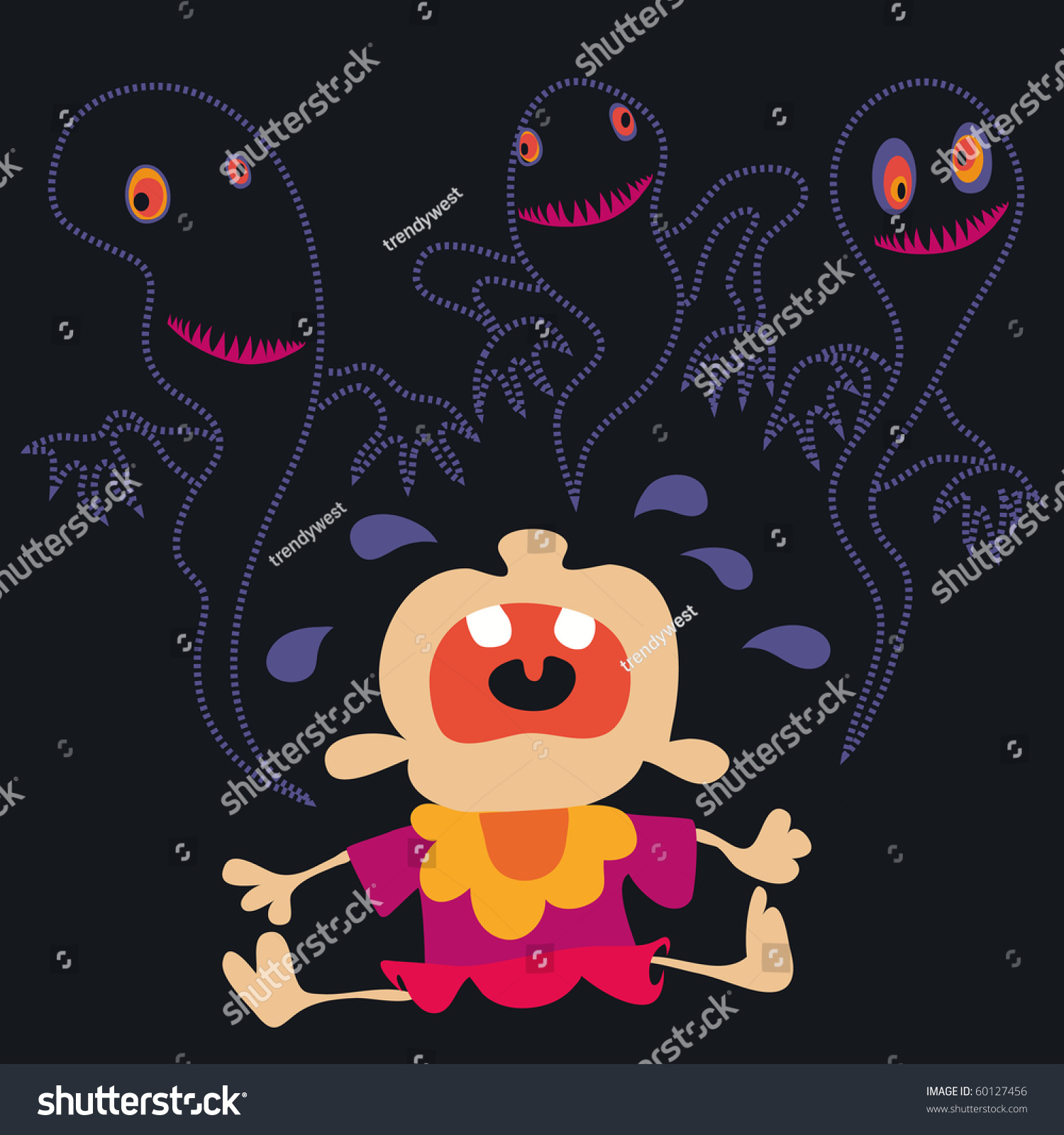 Crying Kid Demon Stock Vector (Royalty Free) 60127456