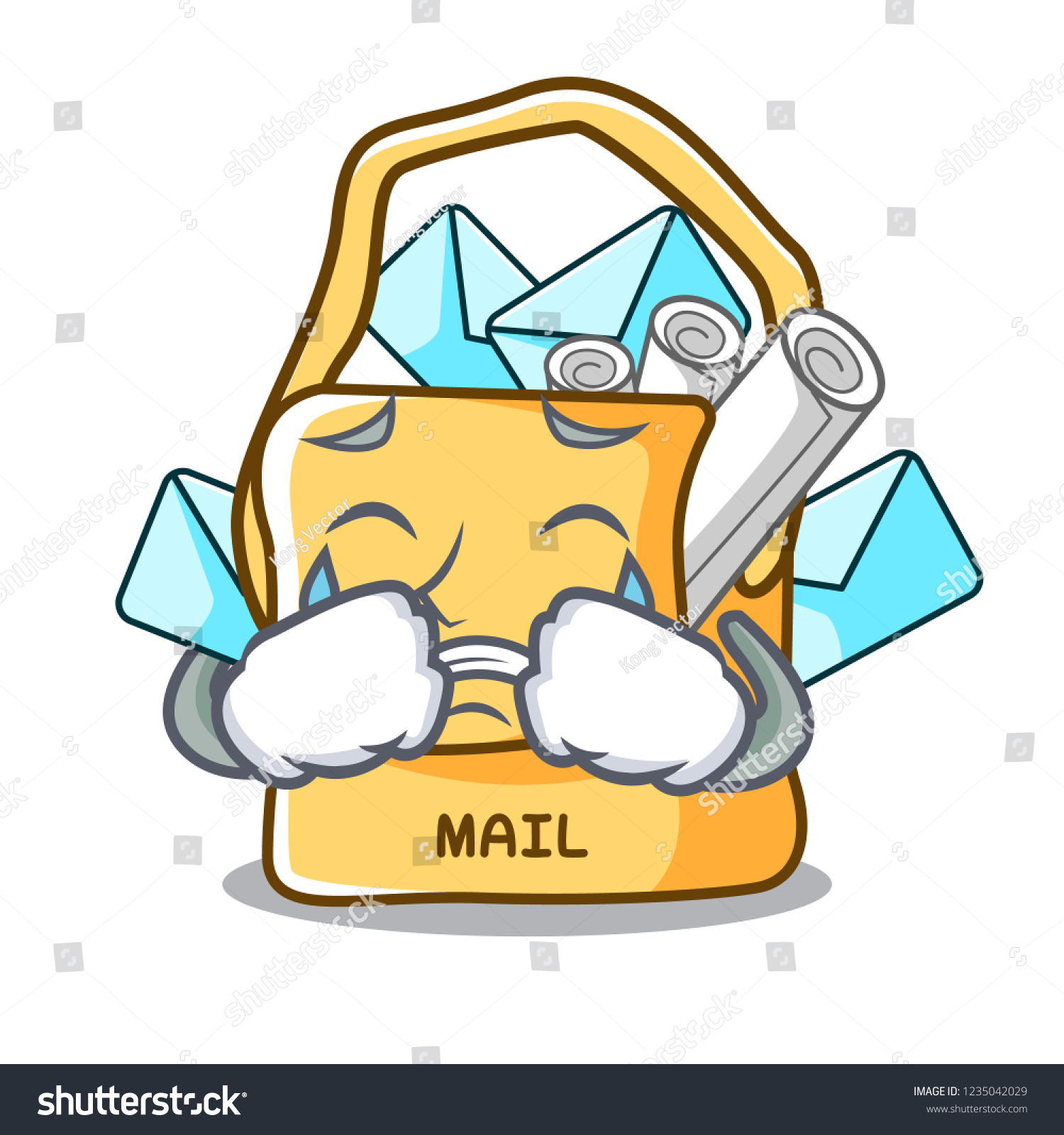 Crying Mail Bag Character On Table Stock Vector (Royalty Free ...