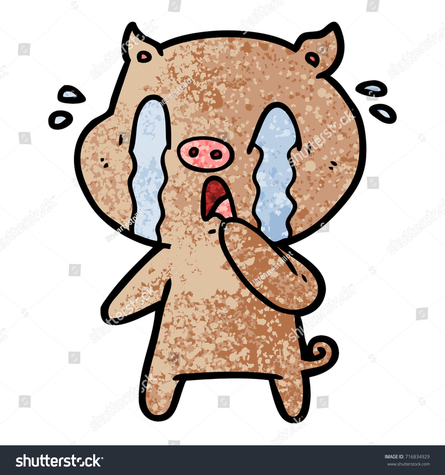 Crying Pig Cartoon Stock Vector (Royalty Free) 716834929