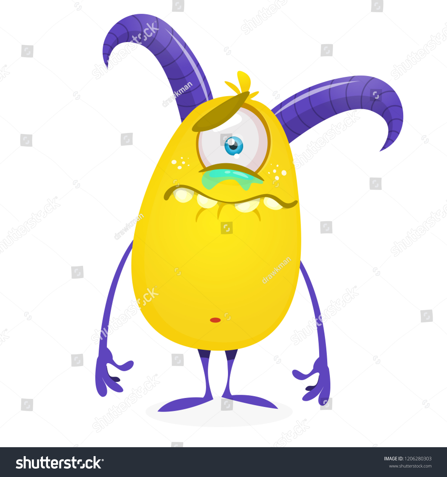 Crying Sad Funny Monster Cartoon Stock Vector (Royalty Free) 1206280303