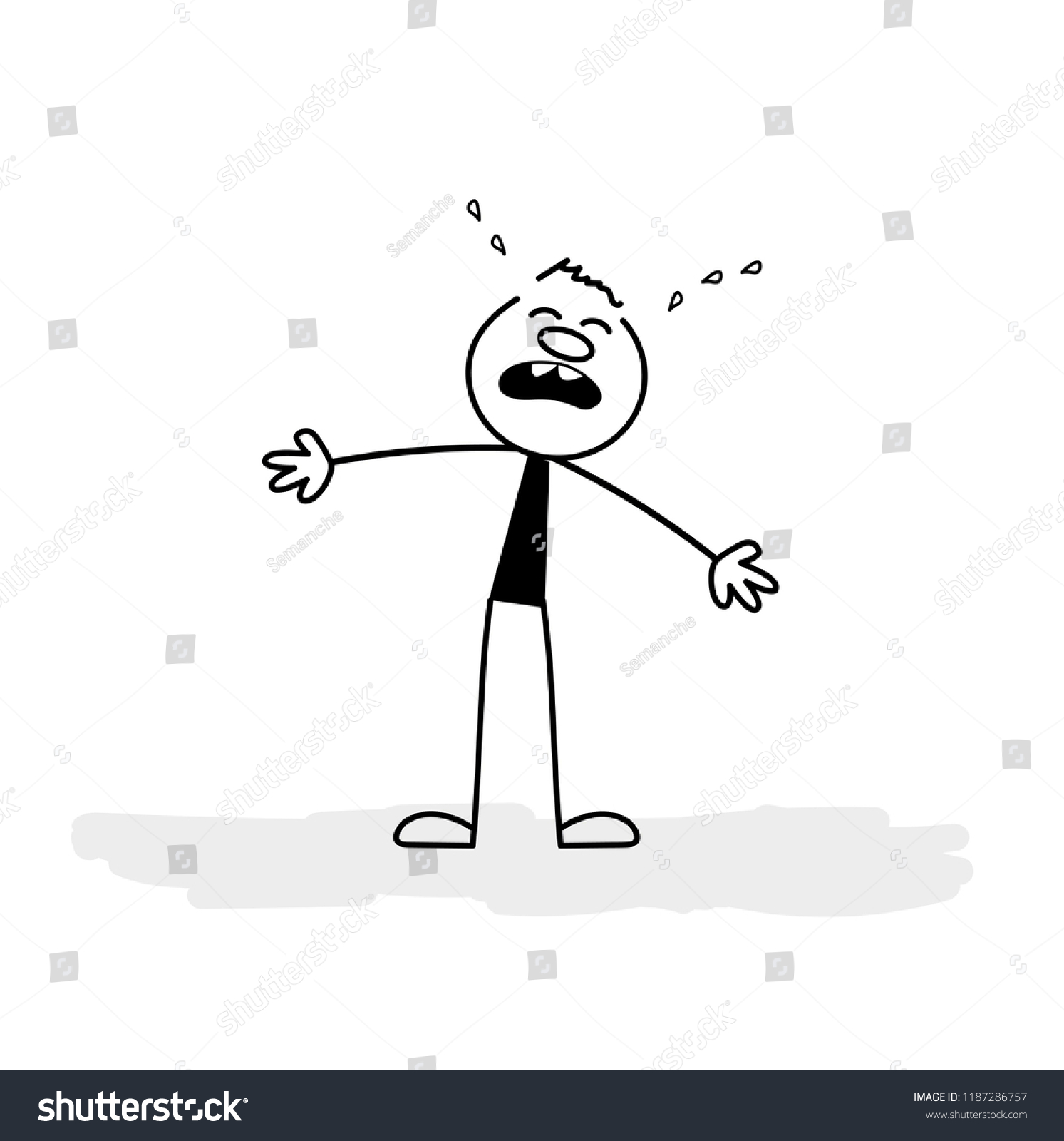 Crying Stickman Vector Illustration Stock Vector (Royalty Free) 1187286757