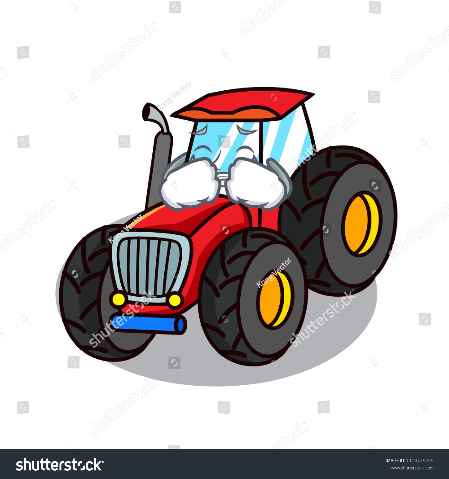 Crying Tractor Mascot Cartoon Style Stock Vector (Royalty Free) 1104726449