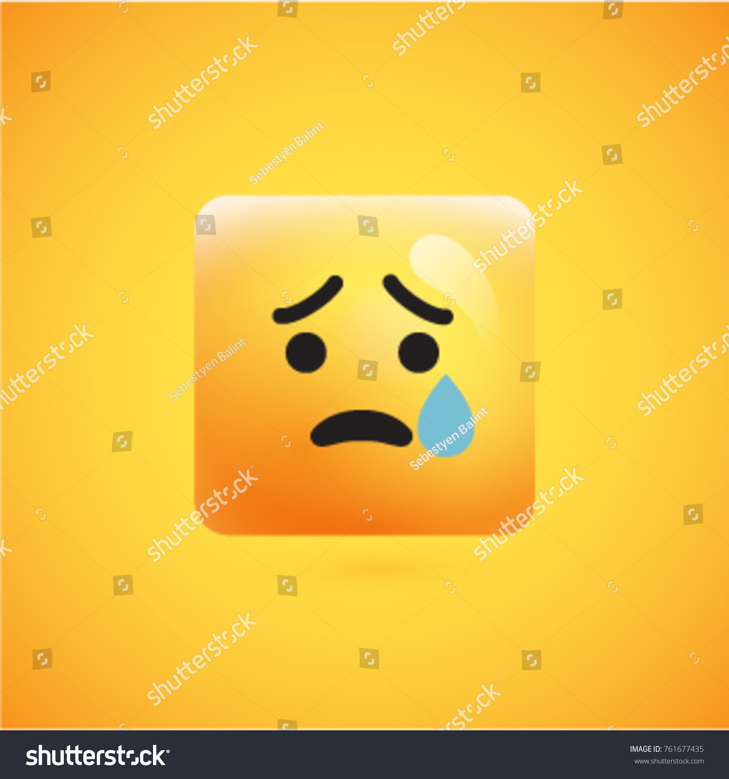 Crying Yellow Squared Emoticon Vector Illustration: vector de stock ...