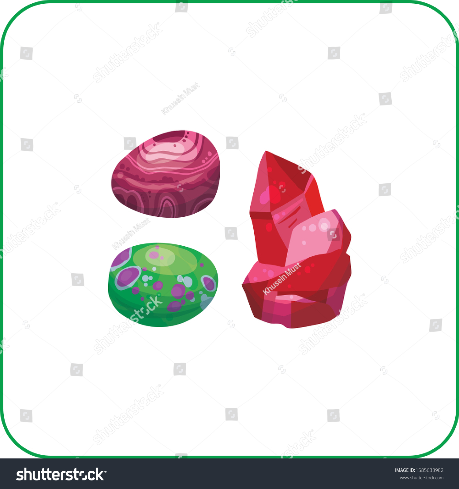 Crystal Stone Rocks Icons Set Vector Stock Vector (Royalty Free) 1585638982