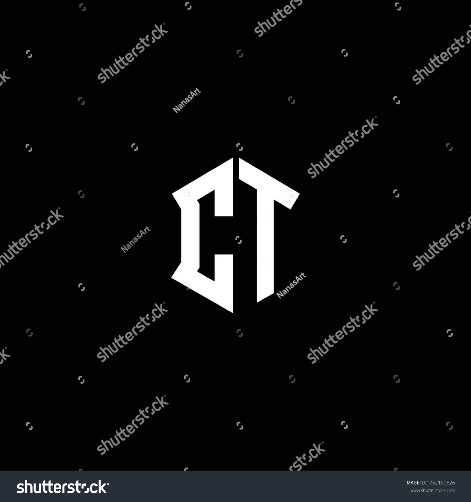 Ct Logo Monogram Shield Shape Design Stock Vector (Royalty Free ...