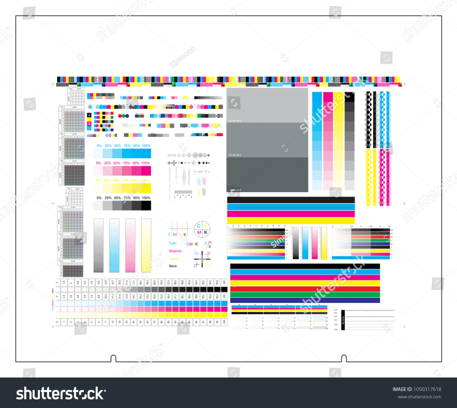 Vektor Stok Ctp Plate 4 Separation Chart Cmyk (Tanpa Royalti ...