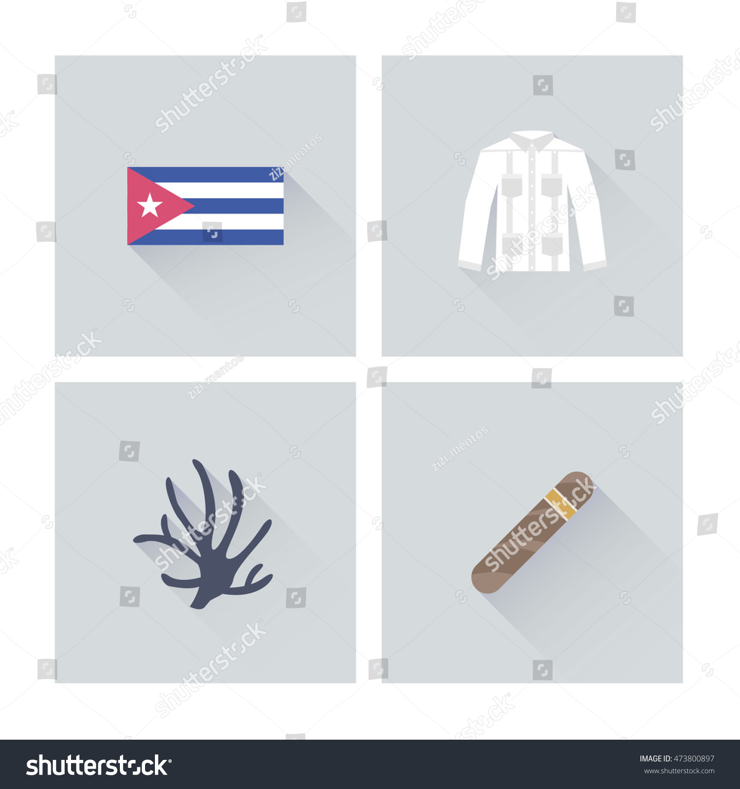 Cuban Icons Vector Illustration Stock Vector (Royalty Free) 473800897 ...
