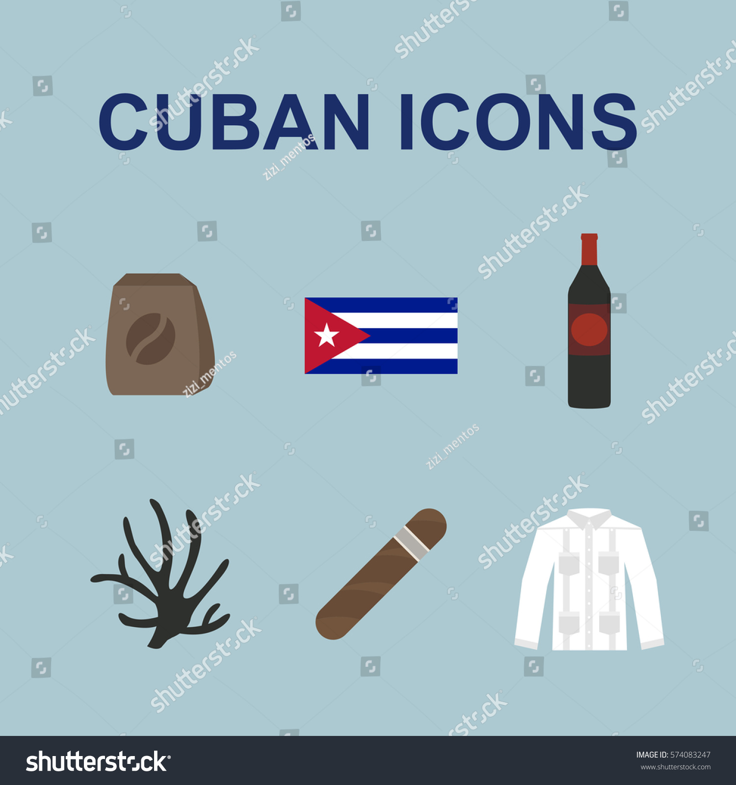 Cuban Icons Vector Illustration Stock Vector (Royalty Free) 574083247 ...