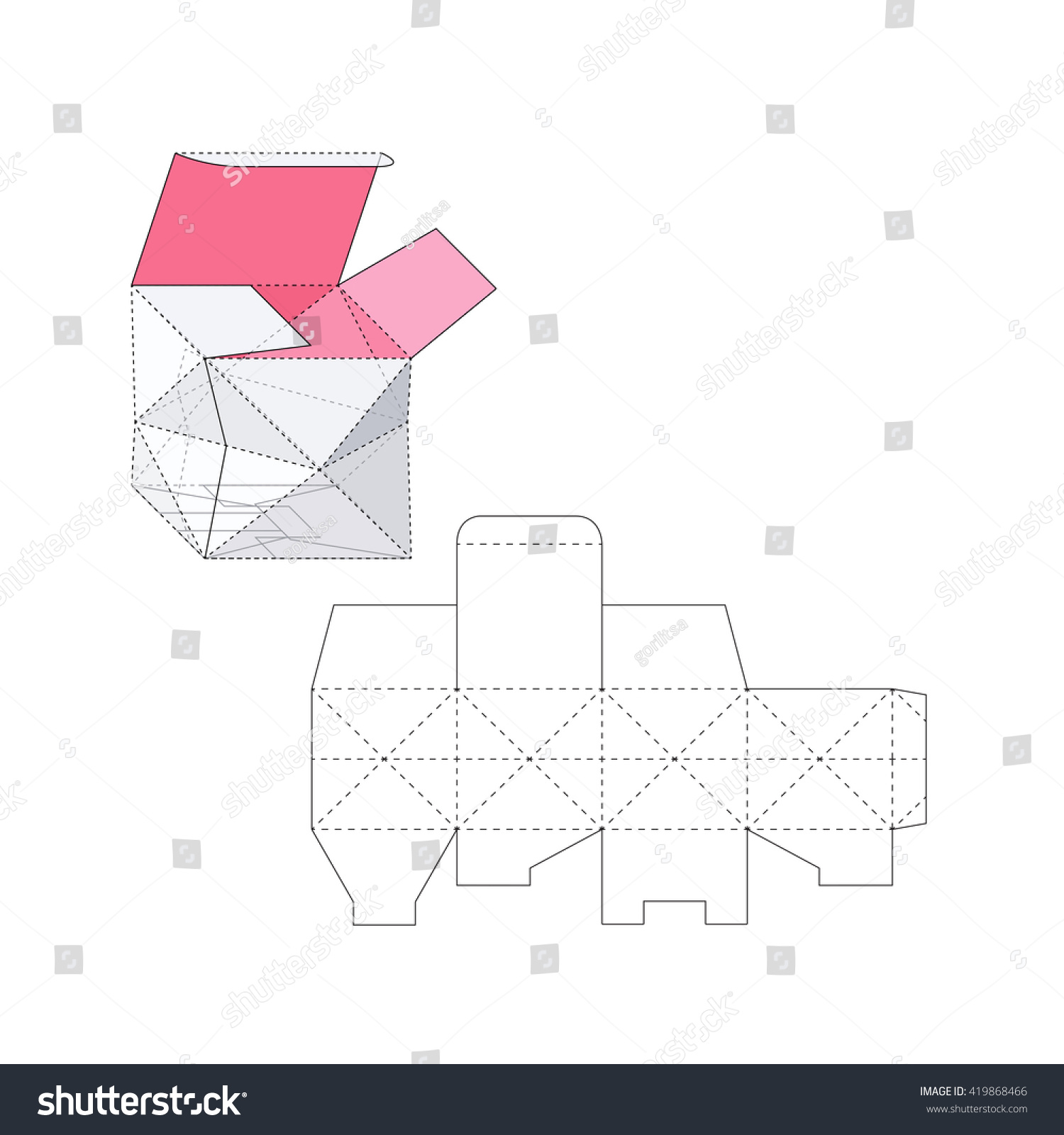 Cube Box Die Line Template Stock Vector (Royalty Free) 419868466
