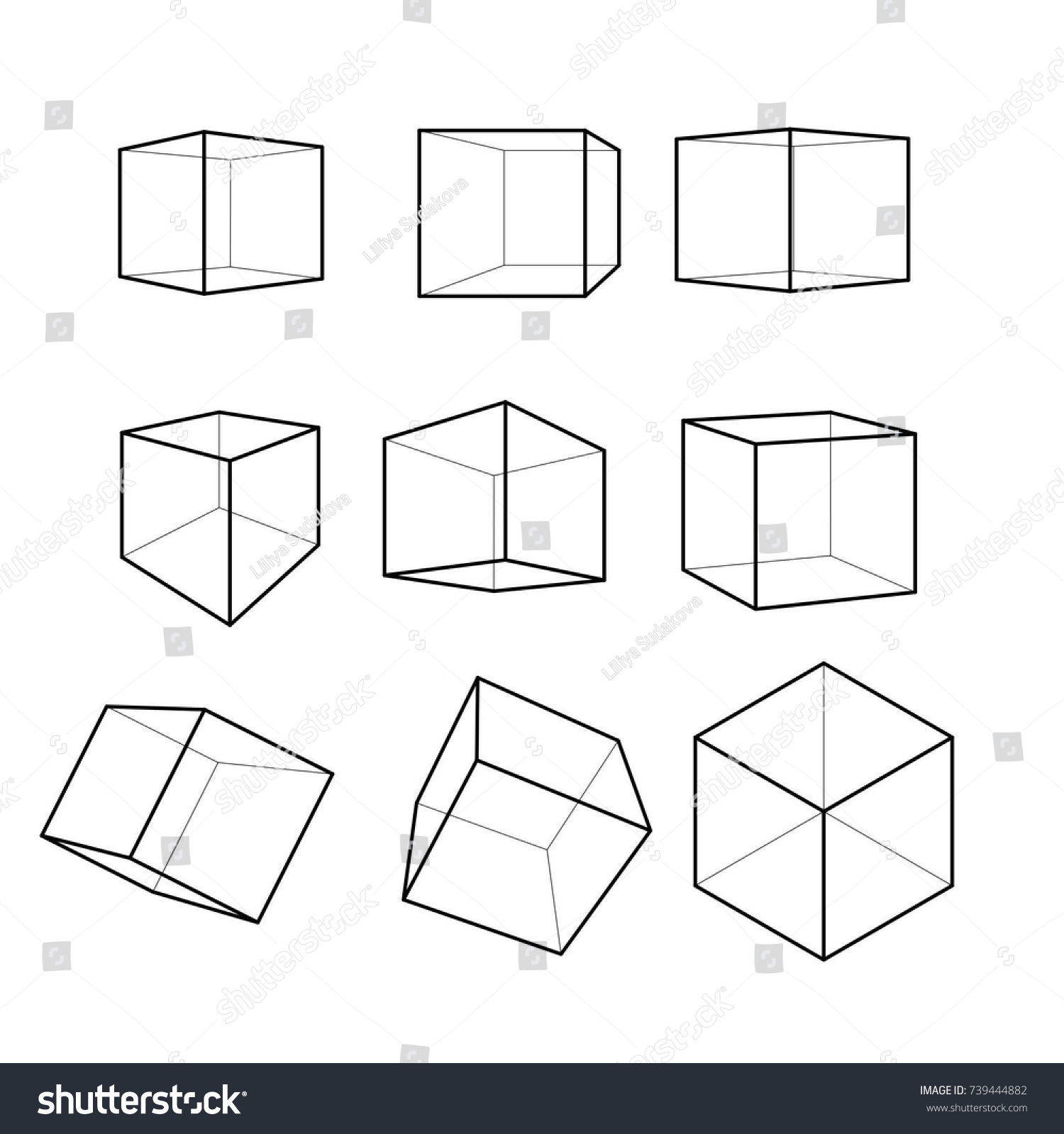Cube Contruction Vector Clip Art Set Stock Vector (Royalty Free) 739444882
