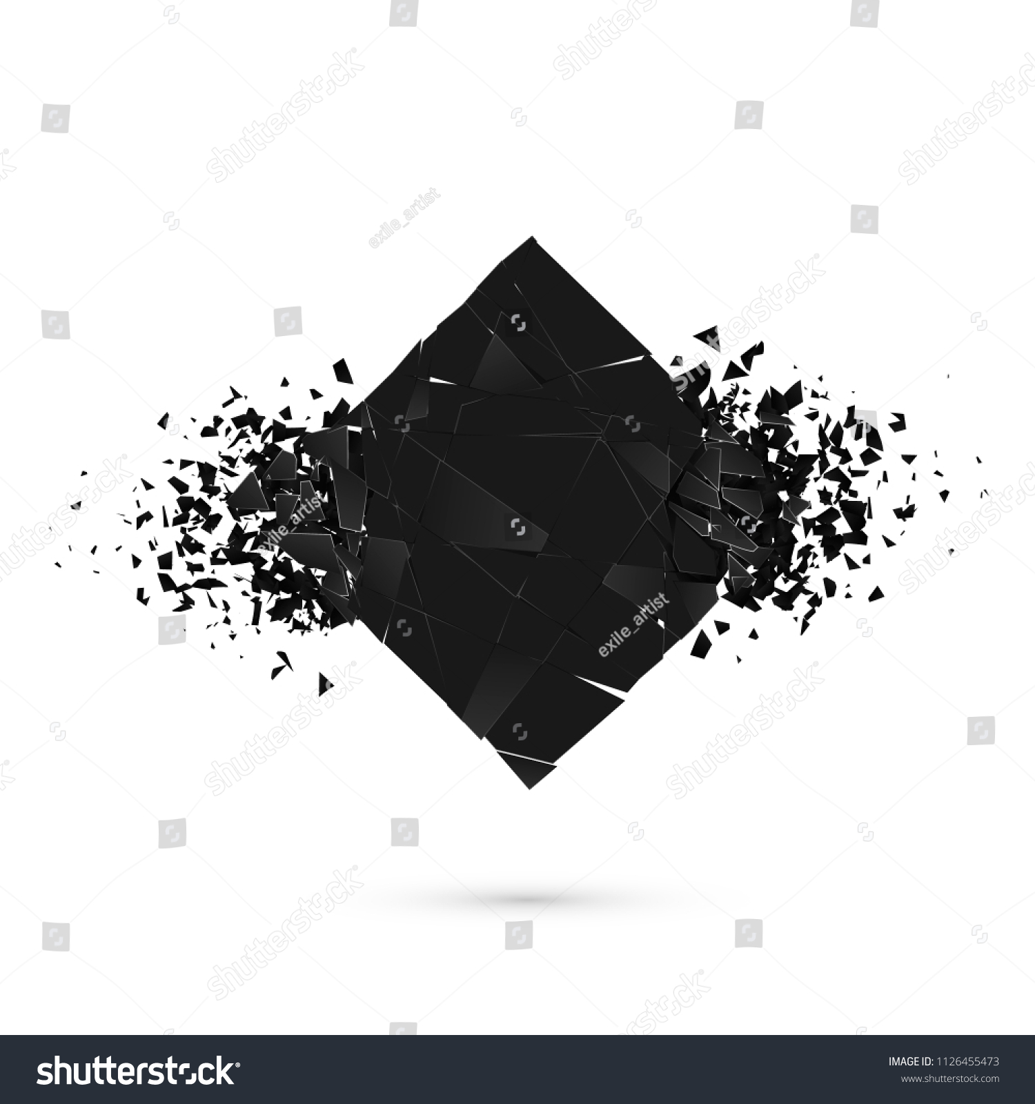 Cube Destruction Squared Black Banner Space Stock Vector (Royalty Free ...
