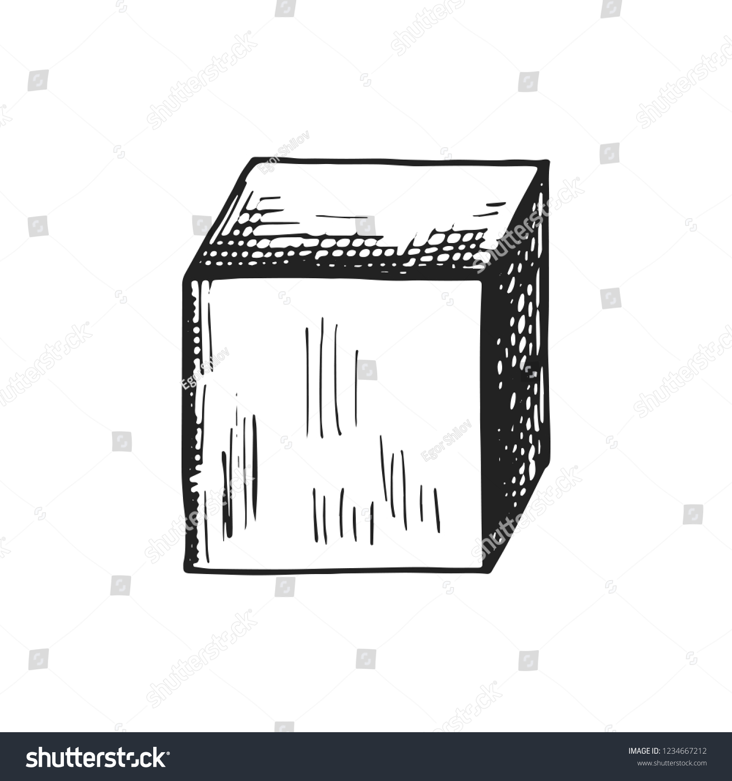 Cube Sketch Vector Isolated Object On Stock Vector (Royalty Free ...
