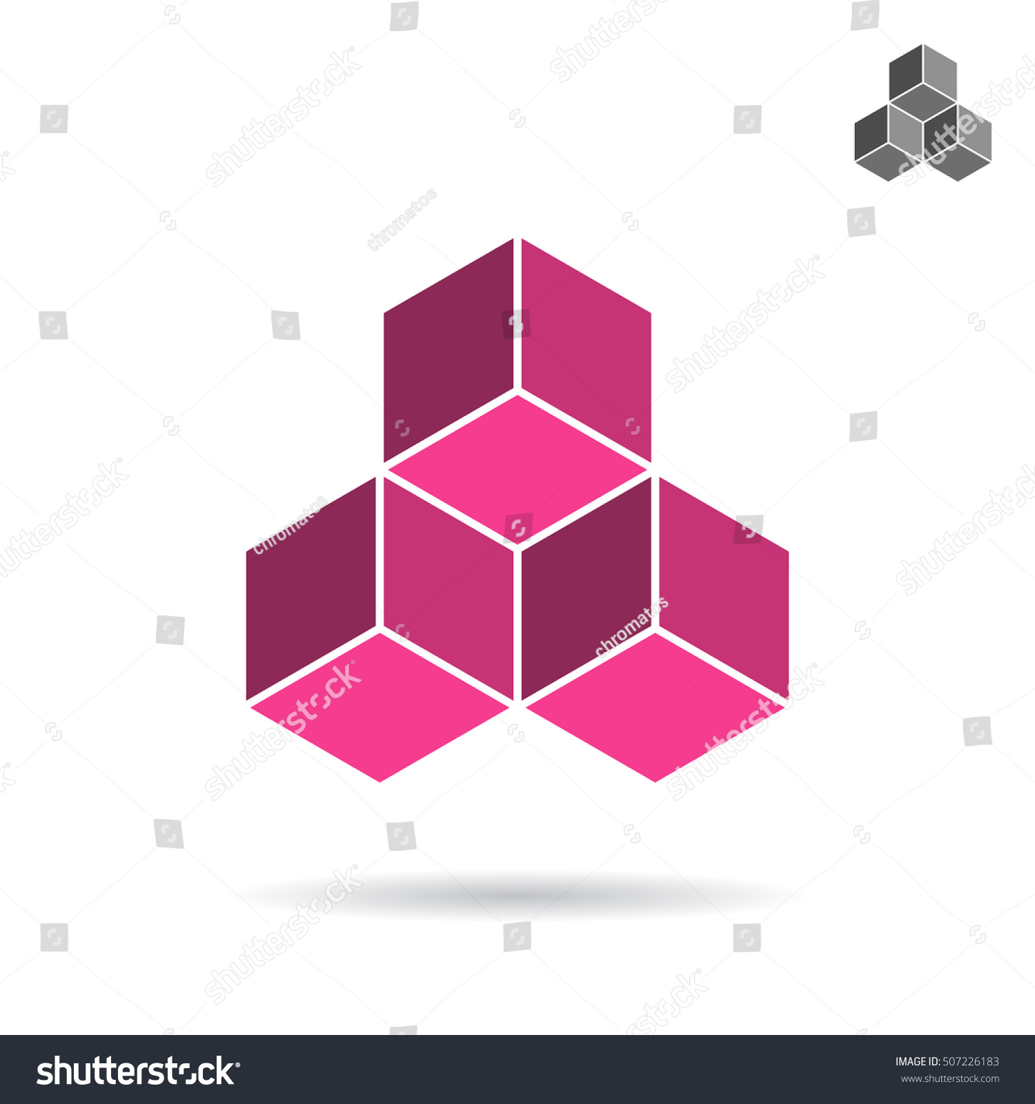 Cubes Collected Together Cube Icon Cooperation Stock Vector (Royalty ...