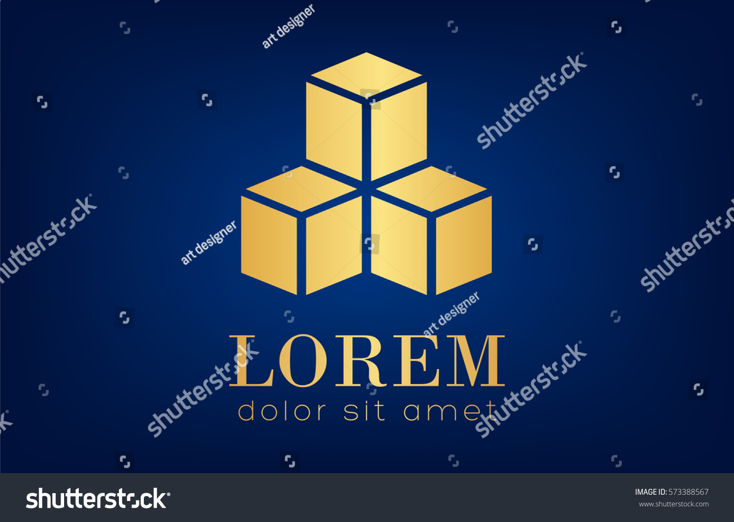 Cubes Logo Vector Golden Design Stock Vector (Royalty Free) 573388567 ...