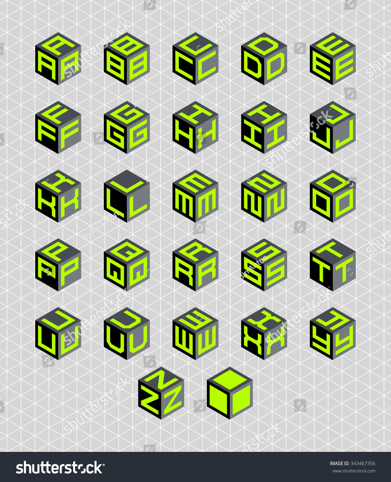 Cubic Alphabet Set Vector Geometric Font Stock Vector (Royalty Free ...