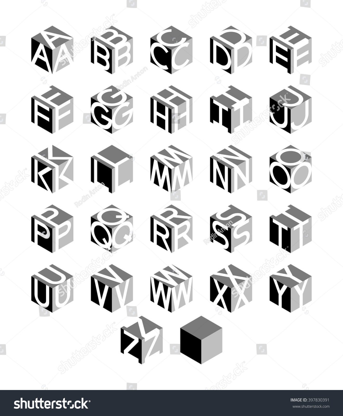 Cubic Alphabet Set Vector Geometric Font Stock Vector (Royalty Free ...