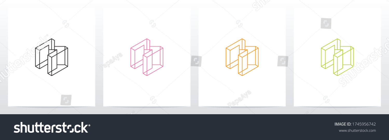 Cubic Wireframe Letter Logo Design M Stock Vector (Royalty Free) 1745956742