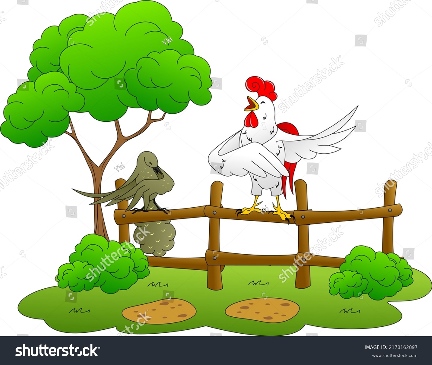 Cuckoo Rooster Fable Characters Stock Vector (Royalty Free) 2178162897 ...