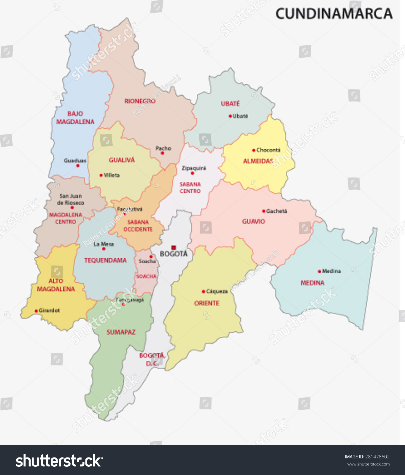 Cundinamarca Administrative Map 库存矢量图（免版税）281478602 | Shutterstock