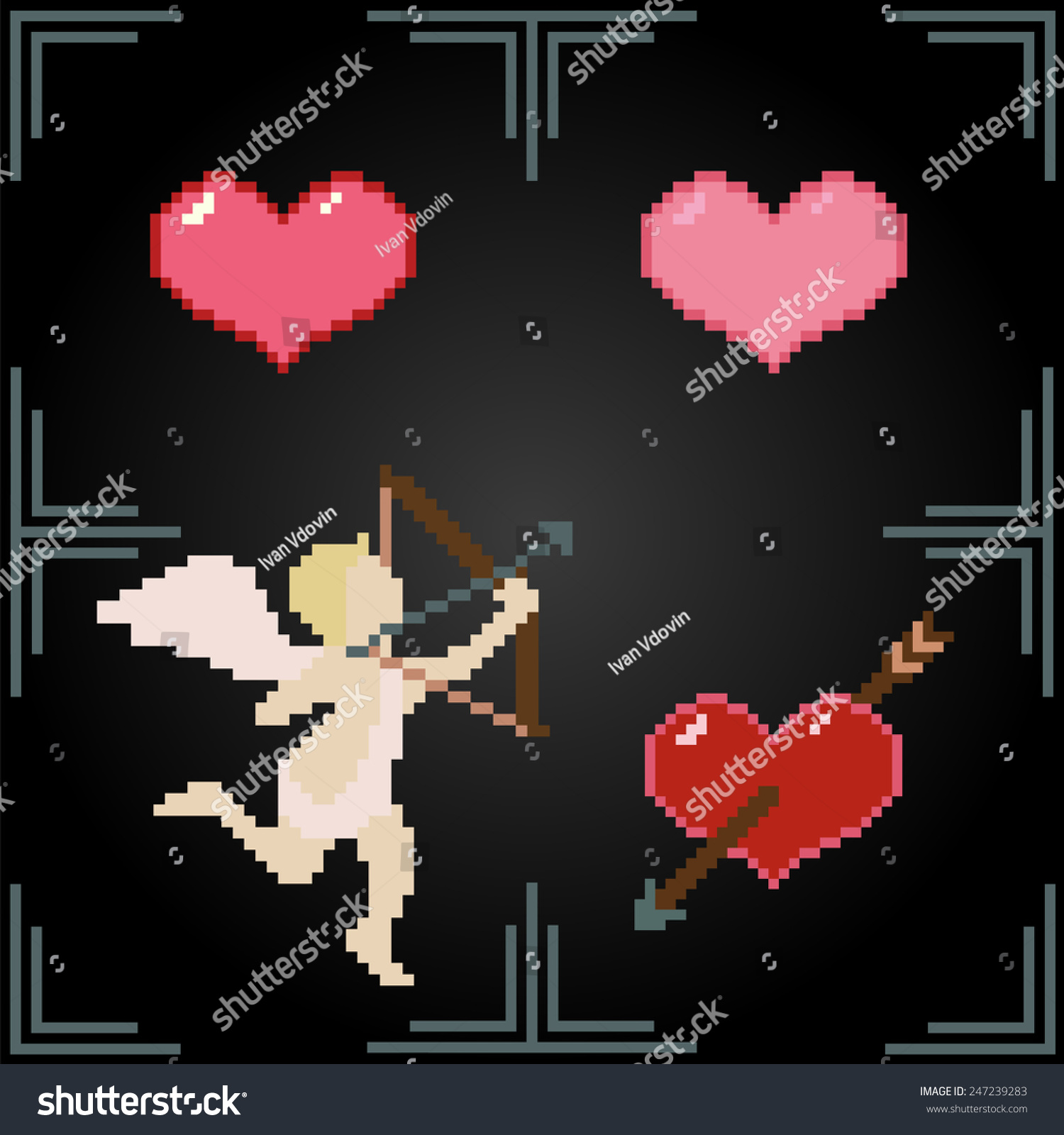 Cupid Hearts Editable Vector Pixel Art Stock Vector (Royalty Free ...