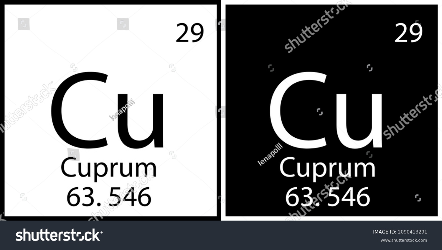 Cuprum Chemical Symbol Mendeleev Table Science Stock Vector (Royalty ...