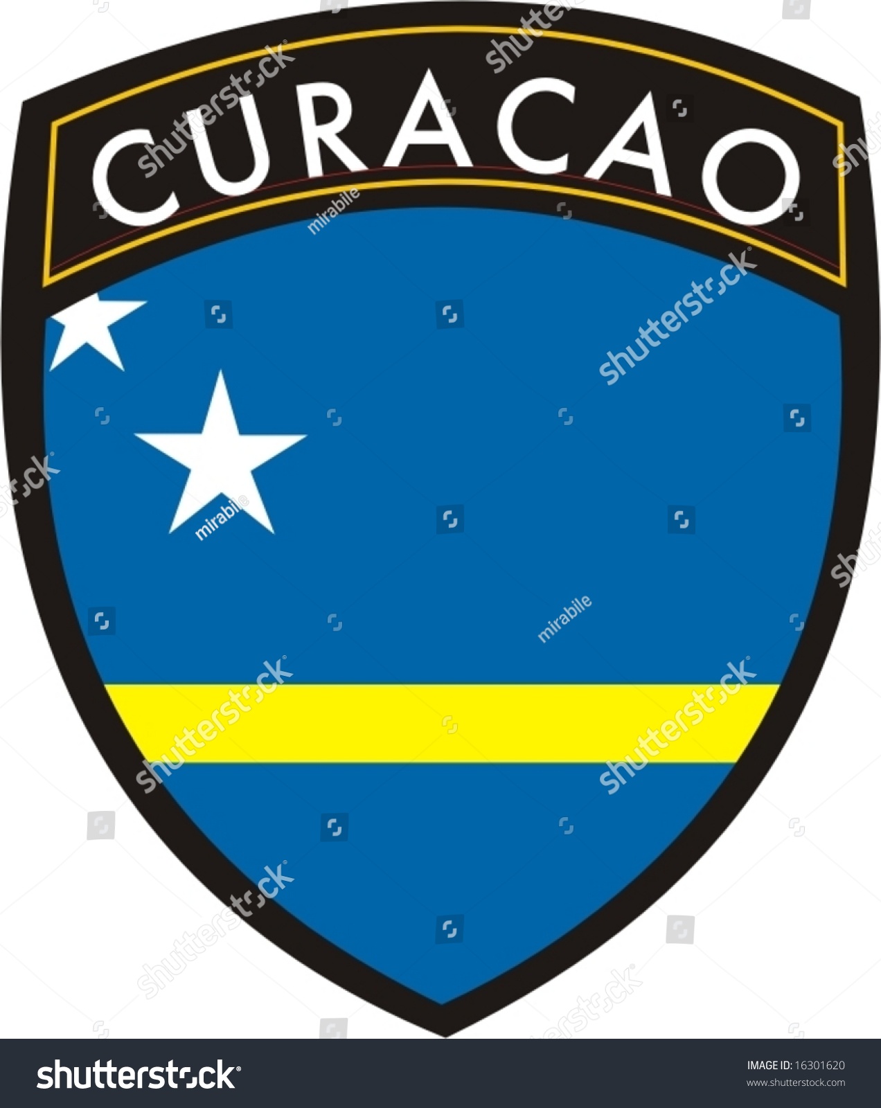 Curacao Vector Crest Flag Stock Vector 16301620 - Shutterstock