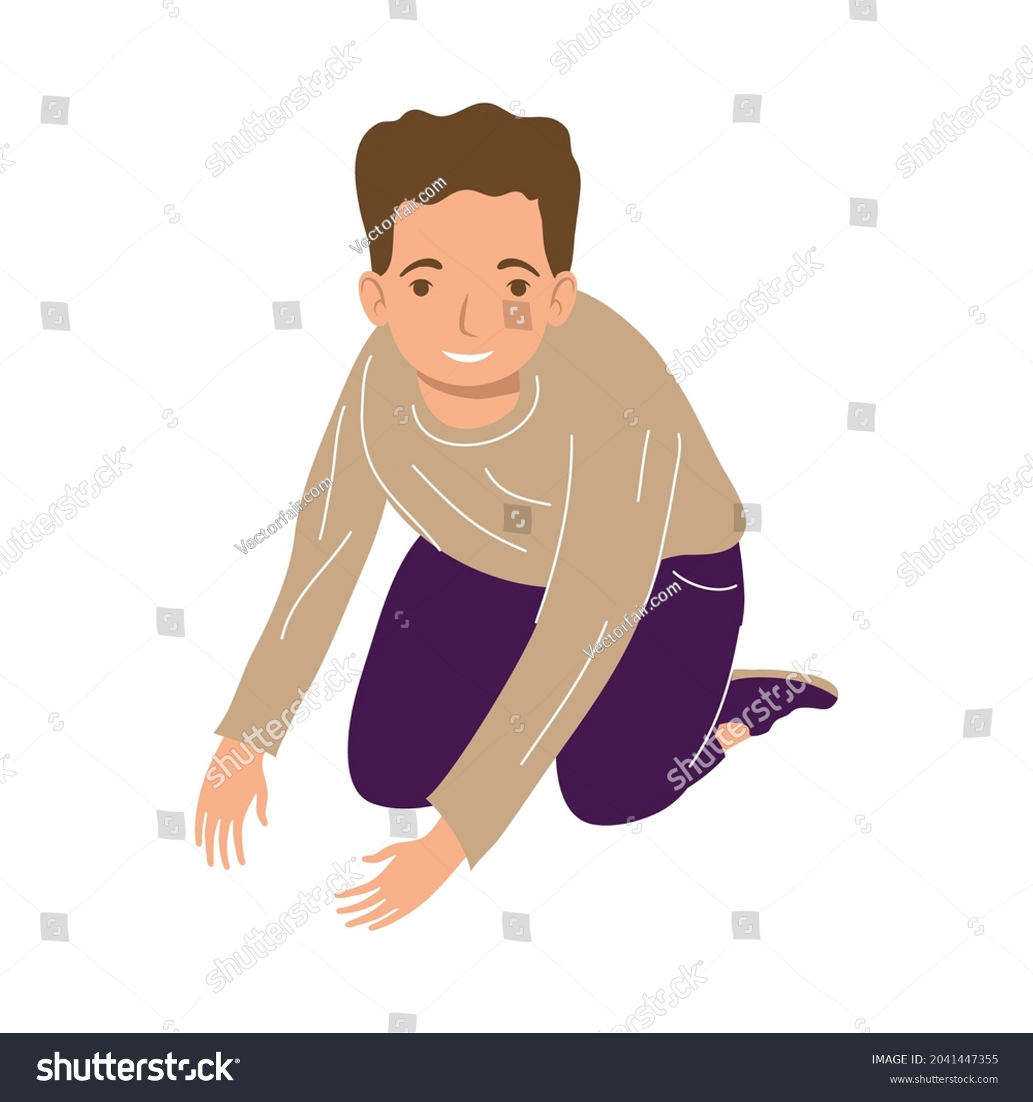 Curled Position Man Character Stock Vector (Royalty Free) 2041447355 ...