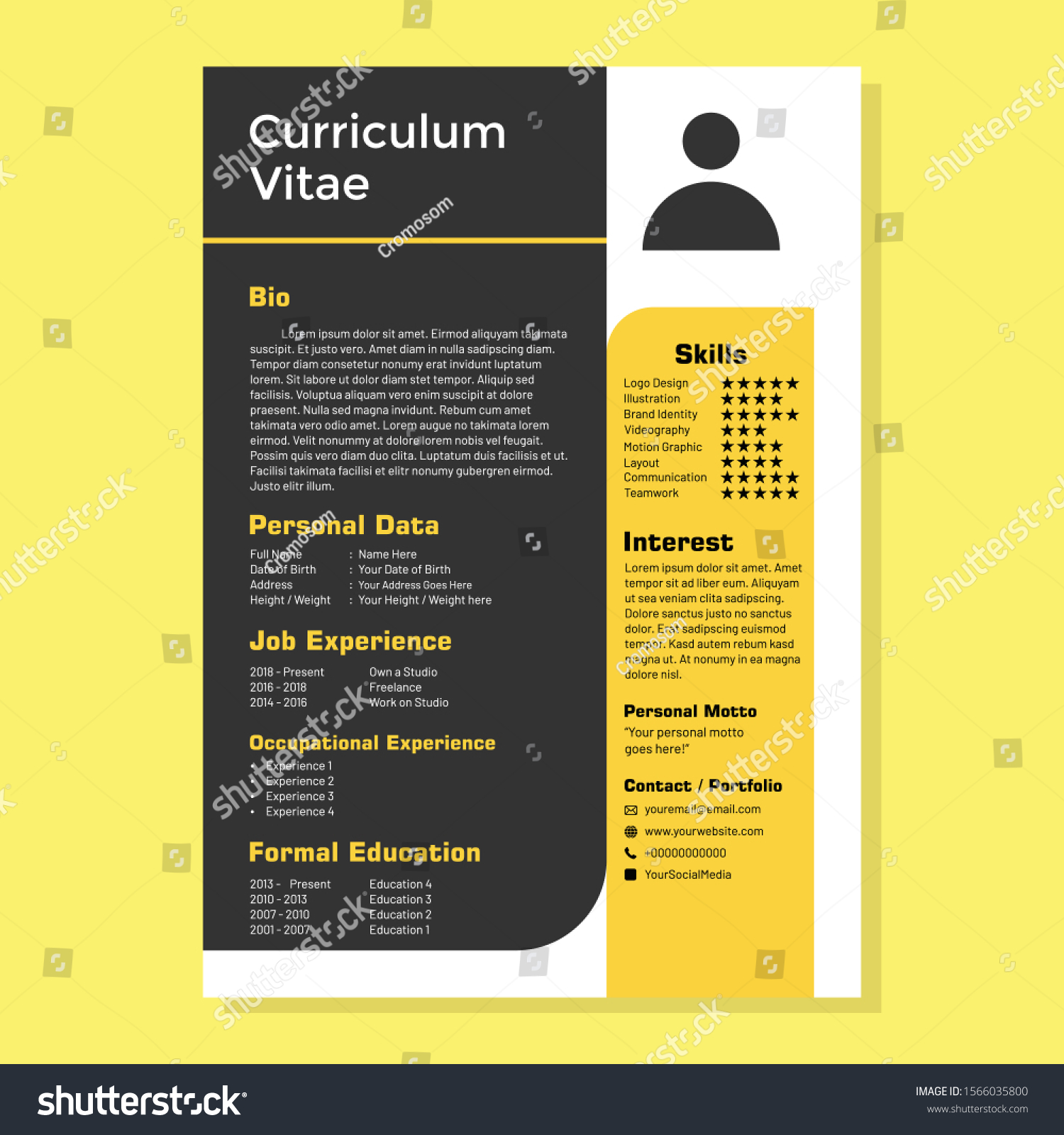 Curriculum Vitae Modern Document Template 库存矢量图（免版税）1566035800 ...