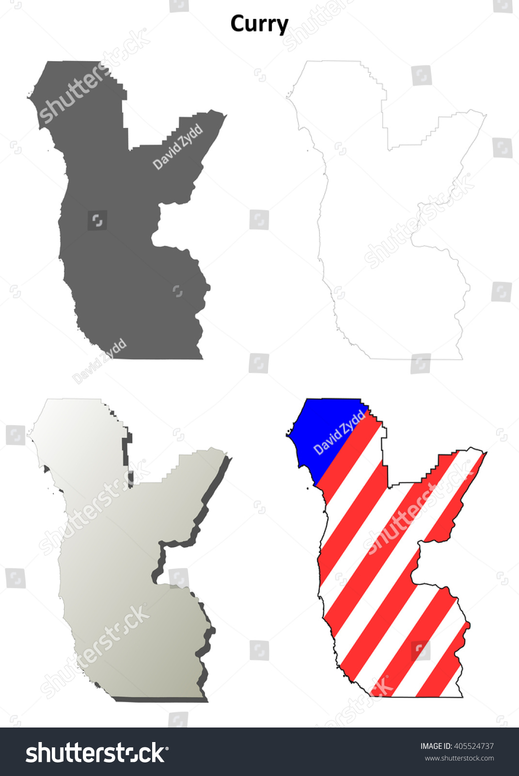 Curry County Oregon Blank Outline Map Stock Vector (Royalty Free ...