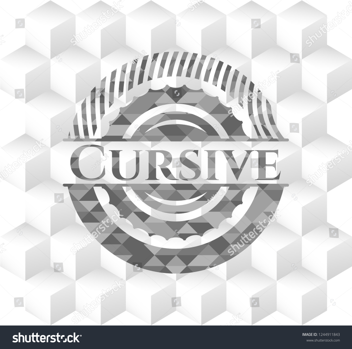 Cursive Grey Emblem Geometric Cube White Stock Vector (Royalty Free ...