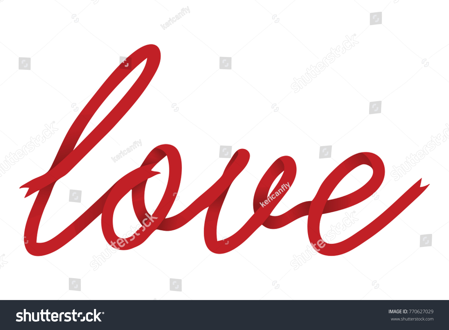 Cursive Red Love Ribbon Stock Vector (Royalty Free) 770627029 ...