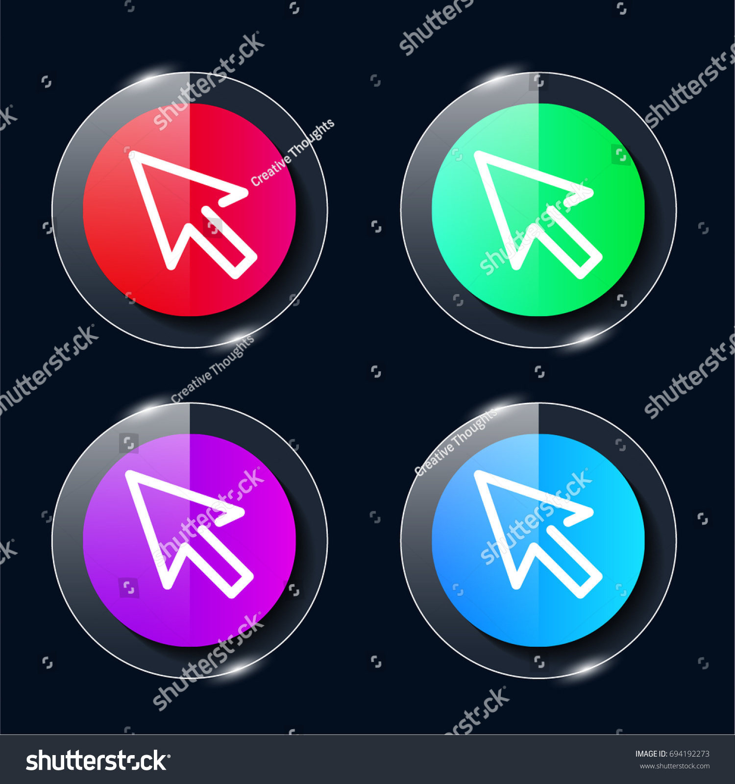Cursor Four Color Glass Button Ui Stock Vector Royalty Free 694192273