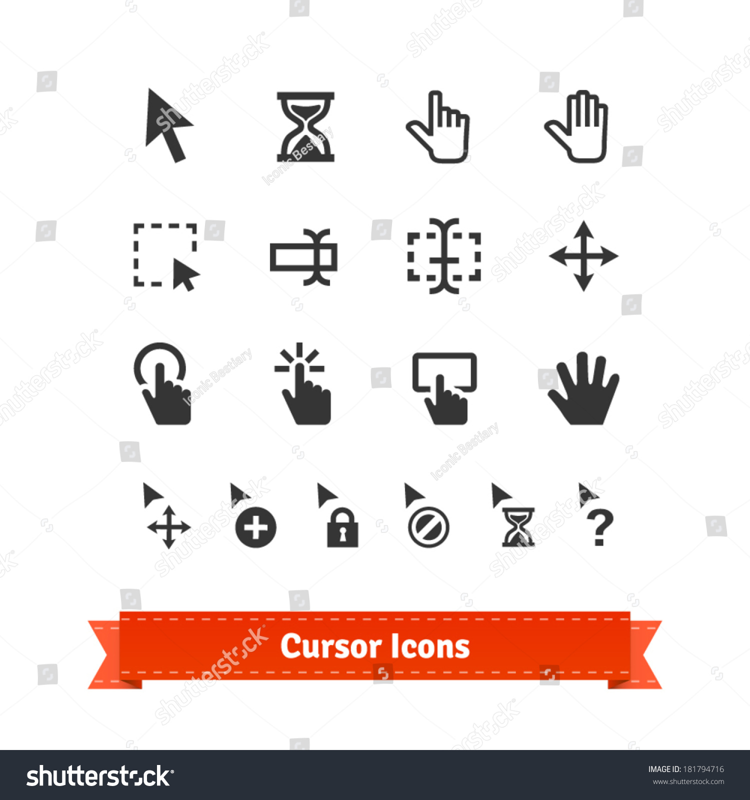 Cursor Icons Set Web Multimedia Stock Vector 181794716 - Shutterstock
