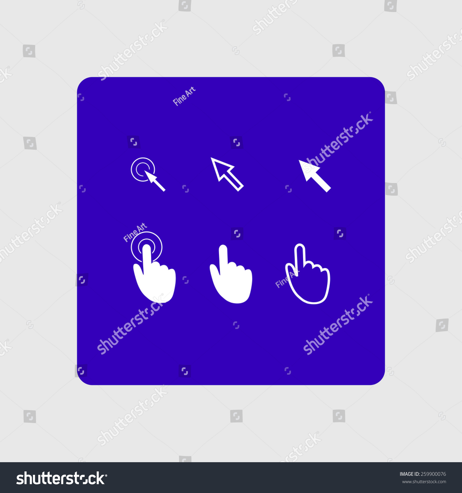 Cursor Pointer Icons Mouse Hand Arrow Stock Vector (Royalty Free ...