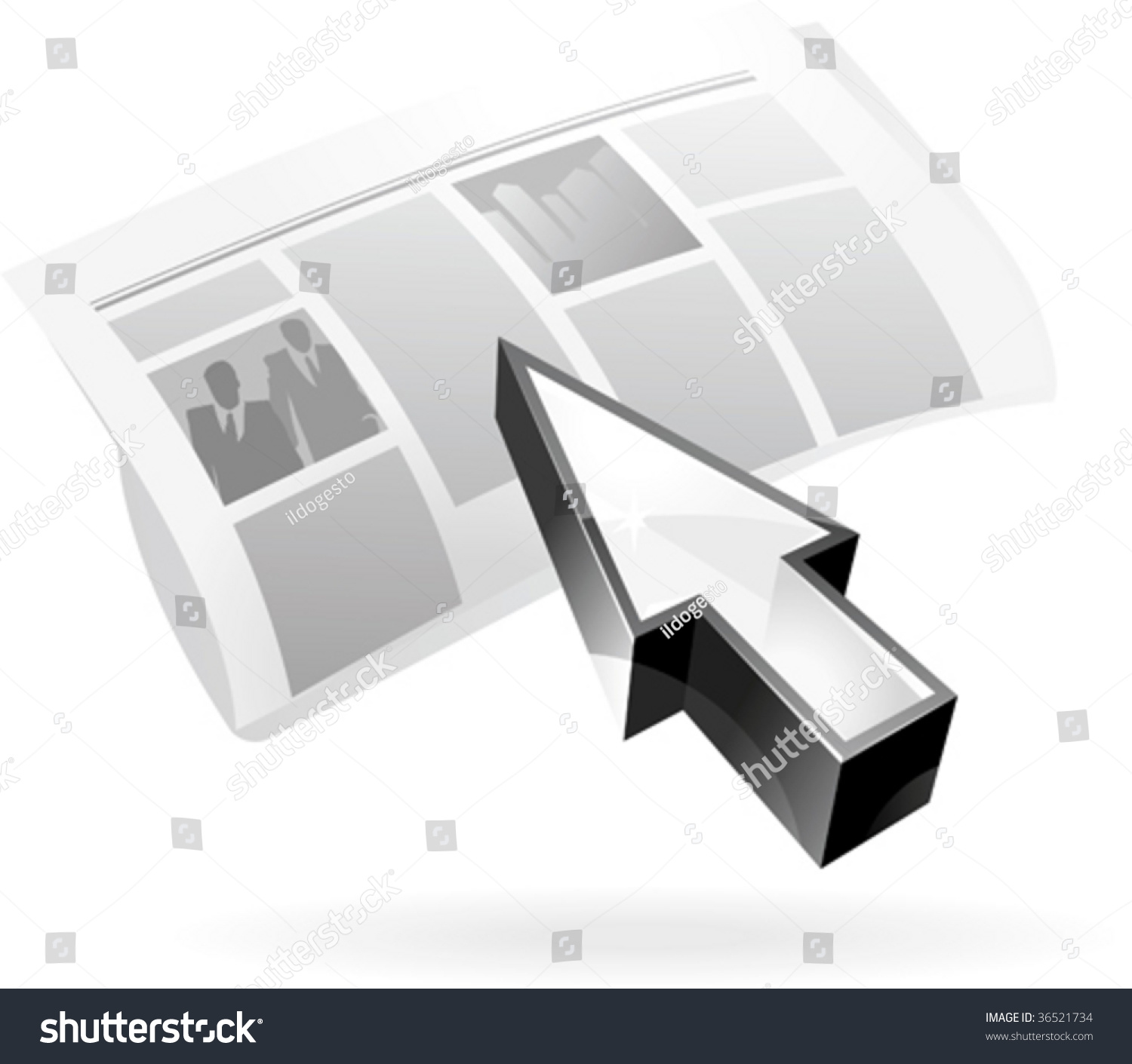 Cursor Pointing Newspaper Vector Illustration Stock Vector (Royalty ...