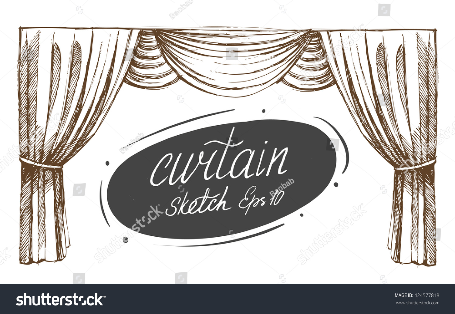 Curtain Sketch Vector Isolated: vetor stock (livre de direitos ...