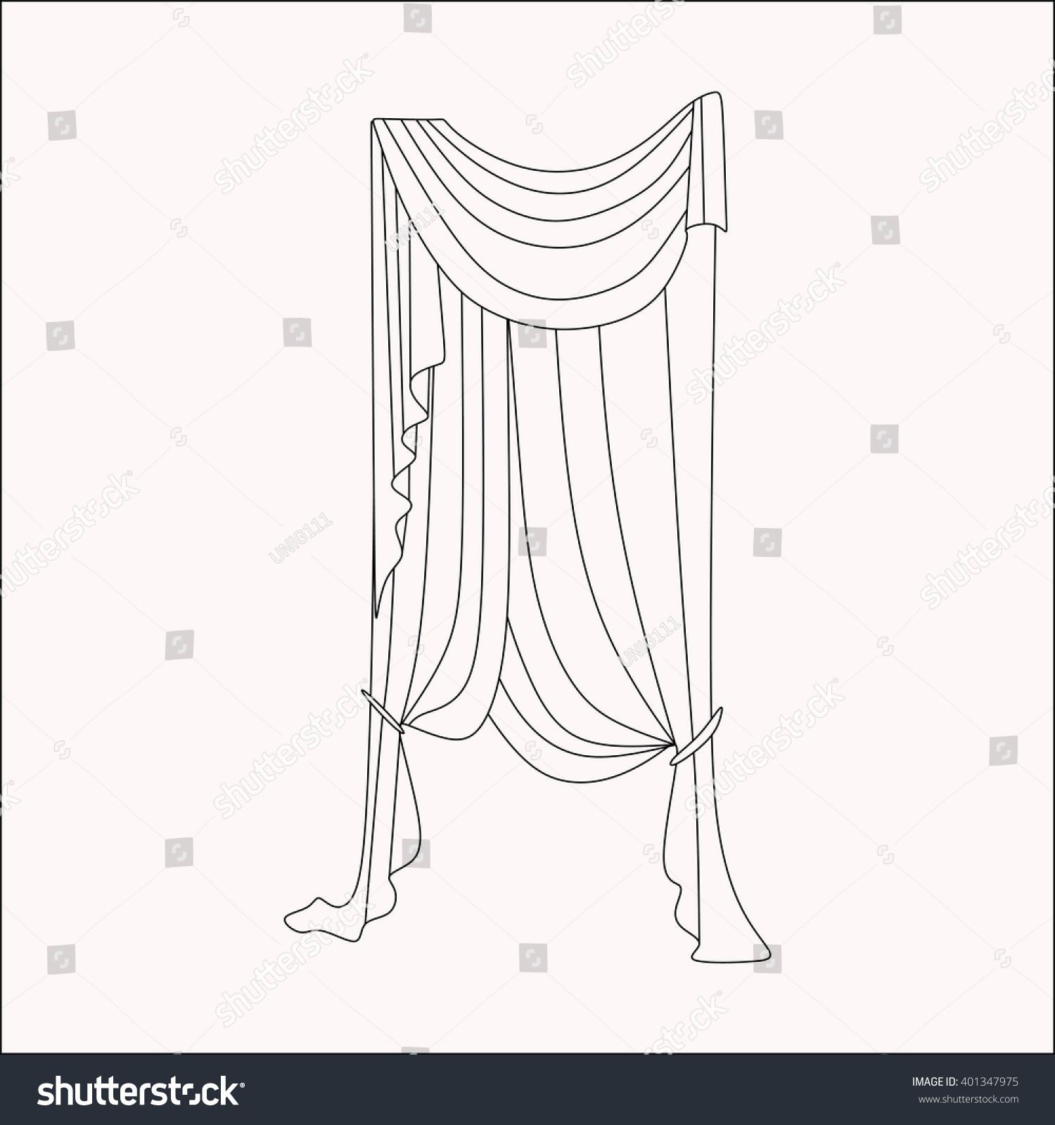 Curtains Interior Design Sketch Stock Vector (Royalty Free) 401347975